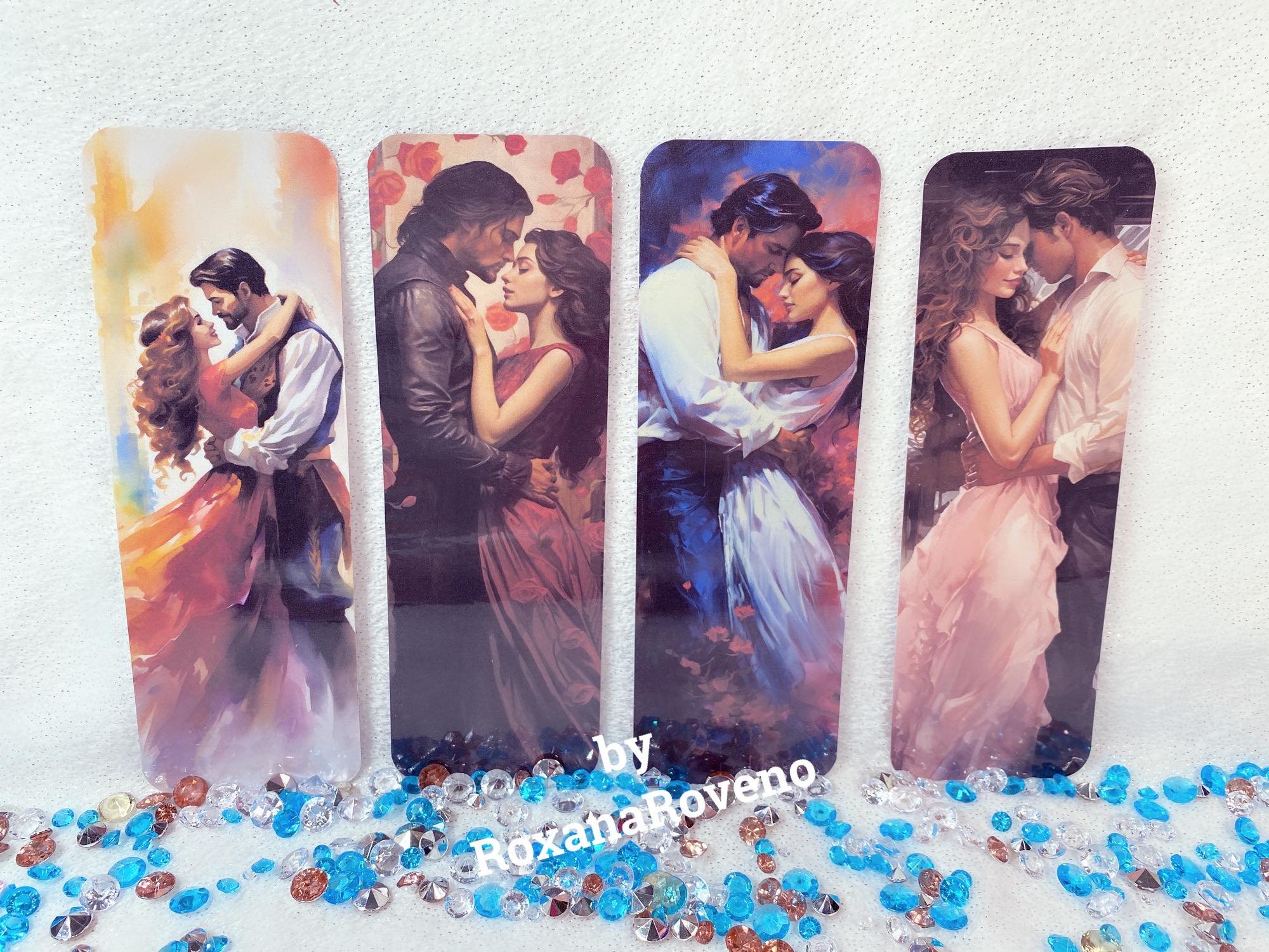 Retro couple, 4 pieces Laminated Paper Bookmarks Set – RoxanaRoveno.Gifts