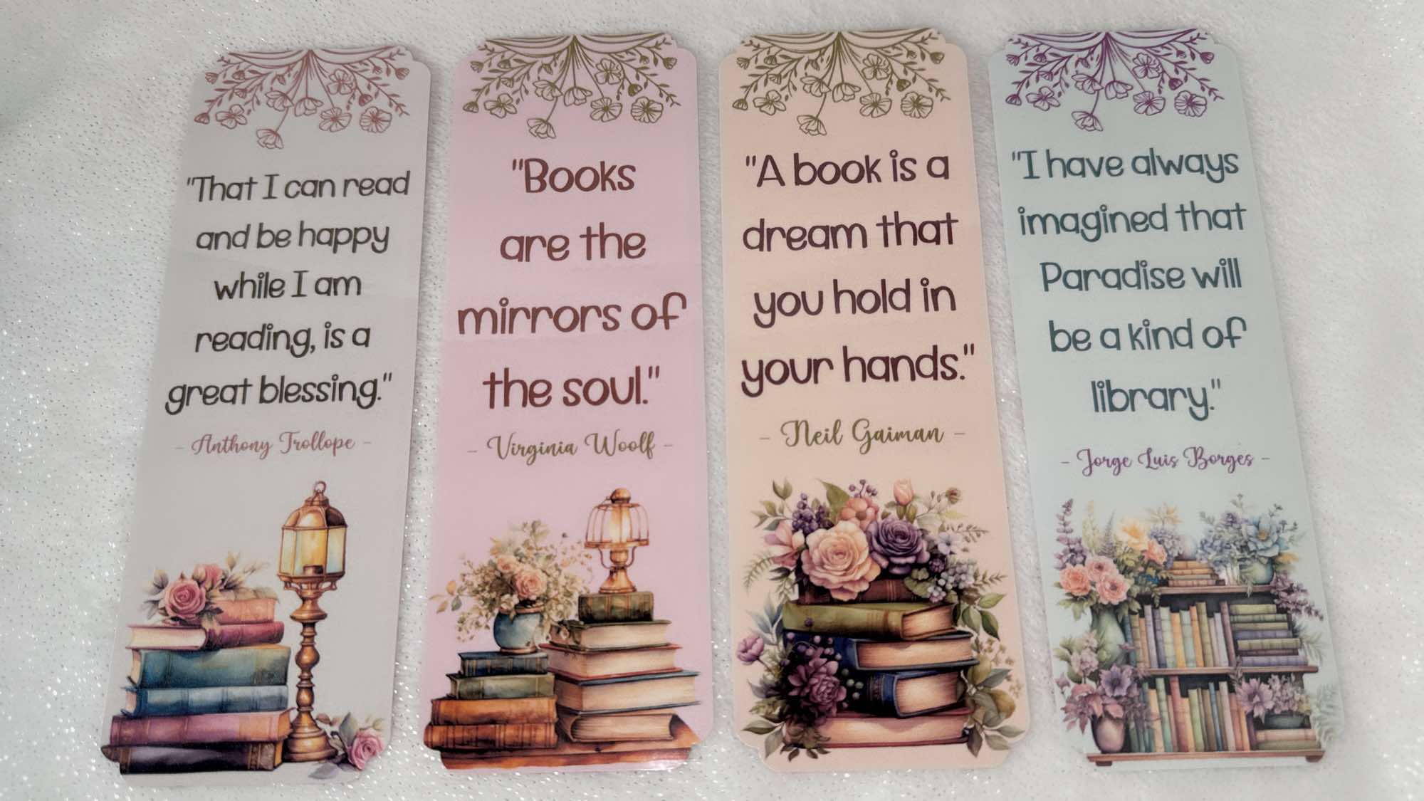 Books are the mirrors of the soul, 4 Laminated Paper Bookmarks Set ...
