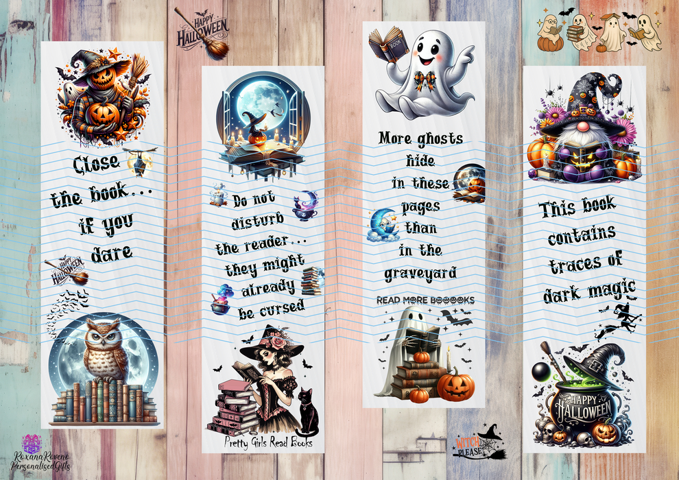 Halloween Bookmarks – Spooky Reading Gift Set for Book Lovers - 4 Lami ...